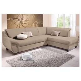 Ecksofa Home Affaire "Yesterday L-Form" Sofas Gr. B/H/T: 254cm x 80cm x 186cm, Microfaser, Ottomane rechts, mit Bettfunktion, beige (natur) wahlweise mit Bettfunktion, auch in Cord