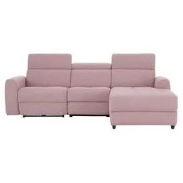 Ecksofa Home Affaire "Sentrano, L-Form" Sofas Gr. B/H/T: 275cm x 82cm x 164cm, Struktur fein, Recamiere rechts, mit motorischer Relaxfunktion-mit USB-Anschluss, rosa (rosé) 275 cm, man. o. elektr. Relaxfunktion und USBKopfverstellung