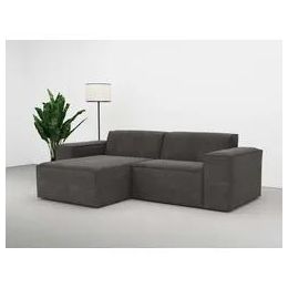 Ecksofa RAUM.ID "Norvid" Sofas Gr. B/H/T: 225cm x 75cm x 153cm, Struktur weich, Chaiselongue links, mit Komfortschaum, grau (dark gray) modular, wahlweise mit Kaltschaum, Komfortschaum oder Taschenfederkern