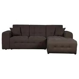 Ecksofa Home Affaire "Nosia L-Form" Sofas Gr. B/H/T: 234 cm x 85 cm x 163 cm, Material, Recamiere rechts, grau (anthrazit) incl. 2 Zierkissen, mit feiner Steppung