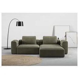 Ecksofa RAUM.ID "Cushid L-Form" Sofas Gr. B/H/T: 268cm x 62cm x 191cm, Easy care, Longchair rechts, grün (oliv) Modulset, bestehend aus 3 Teilen