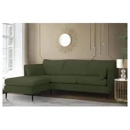 Ecksofa LEONIQUE "Light L-Form" Sofas Gr. B/H/T: 235cm x 83cm x 163cm, Struktur weich, Recamiere links, grün inklusive loser Zierkissen, mit schmalen Armlehnen und Teleskopfüßen