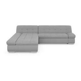 Ecksofa DOMO collection "Mona L-Form" Sofas Gr. B/H/T: 297cm x 80cm x 173cm, Samtoptik, Recamiere links, mit Bettfunktion, silberfarben (silber) wahlweise mit Bettfunktion