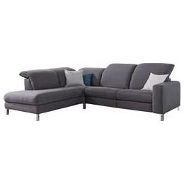 Ecksofa 3C Candy "L-Form" Sofas Gr. B/H/T: 284cm x 84cm x 241cm, Struktur, Ottomane links, Mit Relaxfunktion, grau (dunkelgrau) Polsterecke, wahlweise mit Relaxfunktion