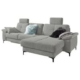 Candy Ecksofa 3C CARINA "Burnaby L-Form", grau (hellgrau), B:296cm H:87cm T:162cm, Sofas, 2 Kopfstützen, optional mit Schlaf- und motorischer Relaxfunktion