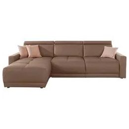 Ecksofa DOMO collection "Ava L-Form" Sofas Gr. B/H/T: 262cm x 84cm x 167cm, Kunstleder SOFTLUX, Recamiere links, ohne Funktion, braun (espresso) mit Recamiere, Federkern wahlweise Kopfteilverstellungen