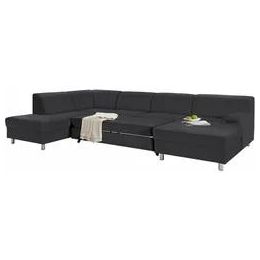 Wohnlandschaft Inosign "Jamie, U-Form" Sofas Gr. B/H/T: 308cm x 72cm x 80cm, Luxus-Kunstleder, Recamiere rechts, mit Bettfunktion, schwarz wahlweise mit Bettfunktion