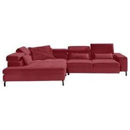 Ecksofa Gallery M BRANDED BY MUSTERRING "Felicia Due L-Form" Sofas Gr. B/H/T: 312cm x 82cm x 218cm, Leder BAX, Longchair links, ohne Sitzvorzug, rot Wahlweise mit Sitzvorzug, inkl. Kopfteilverstellung, Sitzhöhe 43 cm