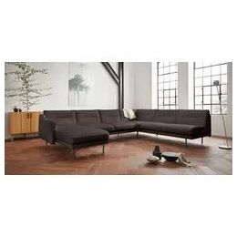 Wohnlandschaft Andas "Nordfyn U-Form" Sofas Gr. B/H/T: 323 cm x 81 cm x 239 cm, NaturLEDER, Recamiere links, braun edles Design in 3 Bezugsqualitäten, by Morten Georgsen