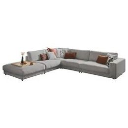 Ecksofa 3C Candy "Enisa II L-Form" Sofas Gr. B/H/T: 365cm x 86cm x 322cm, Struktur, langer Schenkel rechts, grau (light, grau) incl. 3 Flatterkissen, wahlweise mit Flecken-Schutz-Bezug Easy care