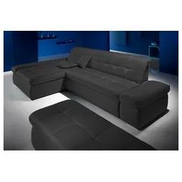 Ecksofa Inosign "L-Form" Sofas Gr. B/H/T: 300cm x 80cm x 122cm, Flachgewebe, Recamiere links, ohne Bettfunktion-ohne Armlehnfunktion, grau (graphit) wahlweise mit Armlehn- und Bettfunktion