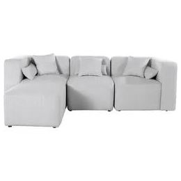 3-Sitzer Andas "Sundstrup L-Form" Sofas Gr. B/H/T: 256cm x 76,5cm x 93cm, Bouclé, grau (hellgrau) Modulserie, individuelle Zusammenstellung