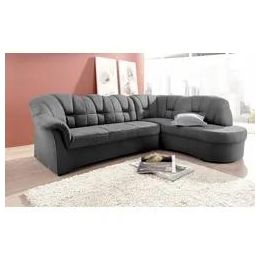 Ecksofa DOMO collection "Papenburg L-Form" Sofas Gr. B/H/T: 241cm x 84cm x 178cm, Struktur, Ottomane rechts, ohne Bettfunktion, grau mit Ottomane, wahlweise Bettfunktion