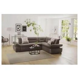 Ecksofa Inosign "Avesa L-Form" Sofas Gr. B/H/T: 275cm x 80cm x 211cm, Luxus-Microfaser in Lederoptik, langer Schenkel links, ohne Armteilverstellung-ohne Schlaffunktion, braun (dunkelbraun) Wahlweise mit Arm- und Bettfunktion, BTH: 27521180 cm