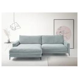 Ecksofa Inosign "Downtown, B/T/H: 272/190/84 cm L-Form" Sofas Gr. B/H/T: 272cm x 84cm x 190cm, Cord, Recamiere links, blau (hellblau) weicher Sitzkomfort auch in Cord und Bouclé, incl. Zierkissen