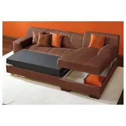 Ecksofa Home Affaire "Falk L-Form", braun (mocca), B:262cm H:77cm T:159cm, Sofas, mit Federkern und wahlweise mit Bettfunktion