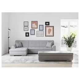 Ecksofa DOMO collection "Treviso viele Bezüge, auch in Cord, L-Form, B/T/H: 267/80/83 cm" Sofas Gr. B/H/T: 267cm x 83cm x 178cm, Luxus-Microfaser Chenilleoptik, Recamiere links, mit Bettfunktion, grau wahlweise mit Bettfunktion, incl. Zierkissen, hochwertige Steppung