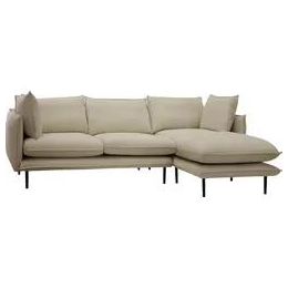 Ecksofa Inosign "Somba L-Form" Sofas Gr. B/H/T: 255cm x 88cm x 103cm, Struktur fein, Ottomane rechts, beige mit dickem Keder, Ottomane wahlweise links oder rechts