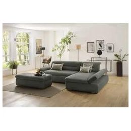 Ecksofa Inosign "Avesa L-Form" Sofas Gr. B/H/T: 300cm x 80cm x 172cm, Struktur weich, Longchair rechts, ohne Armteilverstellung-ohne Schlaffunktion, grün (dunkelgrün) Wahlweise mit Armteilvertsellung und Bettfunktion, BTH: 30017280cm