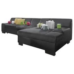 Ecksofa DOMO collection "Norma Top L-Form" Sofas Gr. B/H/T: 268cm x 74cm x 153cm, Kunstleder SOFTLUX, Recamiere rechts, mit Bettfunktion, schwarz wahlweise mit Bettfunktion