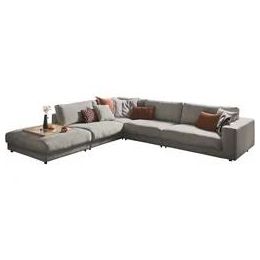 Ecksofa 3C Candy "Enisa II L-Form" Sofas Gr. B/H/T: 365cm x 86cm x 322cm, Samtoptik, langer Schenkel rechts, weiß (silber) incl. 3 Flatterkissen, wahlweise mit Flecken-Schutz-Bezug Easy care