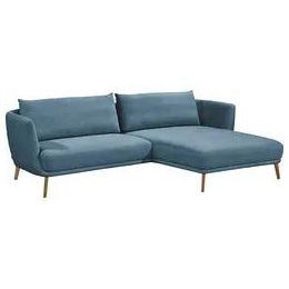 Schöner Wohnen Ecksofa SCHÖNER WOHNEN-KOLLEKTION "Pearl - 5 Jahre Hersteller-Garantie, auch in Bouclé L-Form" Sofas Gr. B/H/T: 270cm x 71cm x 160cm, Velours, Longchair rechts, blau (blaugrau) Maße (BHT): 27071160 cm, Füße aus Massivholz