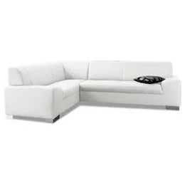 Ecksofa DOMO collection "Alisson L-Form" Sofas Gr. B/H/T: 249cm x 75cm x 181cm, Luxus-Kunstleder, langer Schenkel rechts, ohne Bettfunktion, weiß wahlweise mit Bettfunktion