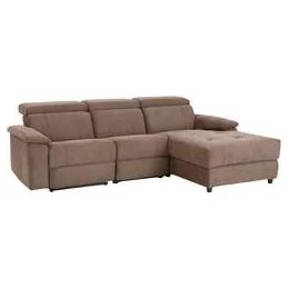 Ecksofa Home Affaire "Binado, L-Form" Sofas Gr. B/T: 252cm x 164cm, Webstoff, Recamiere rechts, mit manueller Relaxfunktion-ohne USB-Anschluß, braun mit manueller oder elektrischer Relaxfunktion USB-Anschluss