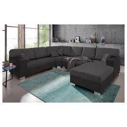 Wohnlandschaft Inosign "U-Form" Sofas Gr. B/H/T: 324cm x 94cm x 90cm, Microfaser PRIMABELLE-Struktur, Recamiere rechts, schwarz (schwarz, dunkelgrau)