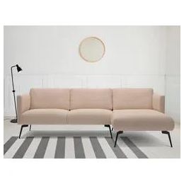 Ecksofa Andas "Horna, L-Form" Sofas Gr. B/H/T: 241cm x 84cm x 146cm, Bouclé, Recamiere rechts, grau (taupe) mit schwarzen Metallbeinen