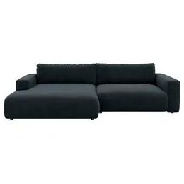 Ecksofa Gallery M BRANDED BY MUSTERRING "LUCIA L-Form" Sofas Gr. B/H/T: 296cm x 81cm x 190cm, Velour SAMT, Longchair links, schwarz (black samt)