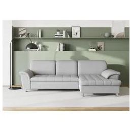 Ecksofa DOMO collection "Franzi Steppung im Sitzbereich B7T/H: 278/162/80 cm, L-Form", silber, B:278cm H:80cm T:171cm, Flachgewebe (100% Polyester), Chenille (100% Polyester), Sofas, wahlweise mit Bettfunktion, Bettkasten und Kopfteilverstellung