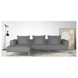 Guido Maria Kretschmer Home & Living Ecksofa GUIDO MARIA KRETSCHMER HOME&LIVING "JANTE L-Form" Sofas Gr. B/H/T: 332 cm x 85 cm x 175 cm, Bouclé, Recamiere links, grau (hellgrau) wahlweise Recamiere links oder rechts, mit Chromfüßen