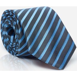 MONTI Krawatte LUCIO aus 100 % feinster Seide mit Streifenmuster und edlem Glanz, blau