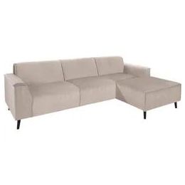 Ecksofa DOMO collection "Amora L-Form" Sofas Gr. B/H/T: 268cm x 81cm x 159cm, Struktur, Recamiere rechts, ohne Funktion, beige mit Recamiere, inklusive komfortablem Federkern