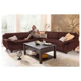 Ecksofa Home Affaire "Yesterday L-Form" Sofas Gr. B/H/T: 254cm x 80cm x 91cm, Microfaser, ohne Bettfunktion, braun gleichschenklig, wahlweise mit Bettfunktion