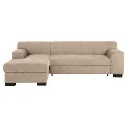 Ecksofa Home Affaire "Falk L-Form" Sofas Gr. B/H/T: 262 cm x 77 cm x 159 cm, Microfaser PRIMABELLE, Recamiere links, ohne Bettfunktion, beige (natur) mit Federkern und wahlweise Bettfunktion