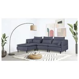 Ecksofa Andas "ALVIK L-Form" Sofas Gr. B/H/T: 262cm x 88cm x 172cm, Struktur fein, Recamiere links, Recamiere links, blau zusammengesetzt aus Modulen, erweiterbar mit Modulen der Serie