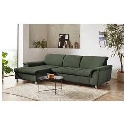 Ecksofa DOMO collection "Franzi L-Form" Sofas Gr. B/H/T: 279cm x 81cm x 170cm, Struktur fein, Recamiere links, mit Bettfunktion-mit Bettkasten-mit Kopfteilverstellung, grün wahlweise mit Kopfteilverstellung (dann Tiefe: 170 cm)