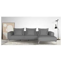 Guido Maria Kretschmer Home & Living Ecksofa GUIDO MARIA KRETSCHMER HOME & LIVING "JANTE L-Form" Sofas Gr. B/H/T: 332cm x 85cm x 175cm, Bouclé, Recamiere rechts, grau (hellgrau) wahlweise Recamiere links oder rechts, mit Chromfüßen