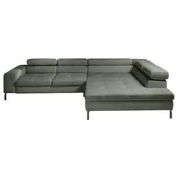 Ecksofa Gallery M BRANDED BY MUSTERRING "Felicia Due L-Form" Sofas Gr. B/H/T: 312cm x 69cm x 216cm, Feincord, mega-Recamiere rechts, mit Sitzvorzug manuell, grün (oliv) Wahlweise mit Sitzvorzug, inkl. Kopfteilverstellung, Sitzhöhe 40 cm