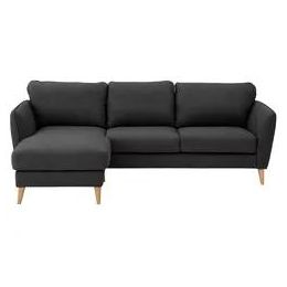 Ecksofa Home Affaire "MARSEILLE (242/152cm),L-Form, Rec. rechts/links", grau (anthrazit), B:242cm H:88cm T:152cm, 100% Polyester, Sofas, Massivholzbeine aus Eiche, in verschieden Bezügen und Farbvarianten