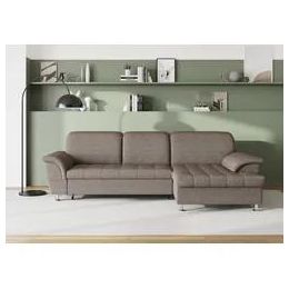 Ecksofa DOMO collection "Franzi Steppung im Sitzbereich B7T/H: 278/162/80 cm, L-Form" Sofas Gr. B/H/T: 278cm x 80cm x 171cm, Struktur grob, Recamiere rechts, mit Bettfunktion-mit Bettkasten-mit Kopfteilverstellung, beige (beige-braun) wahlweise mit Bettfunktion, Bettkasten und Kopfteilverstellung