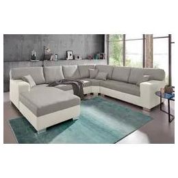 Wohnlandschaft Inosign "U-Form" Sofas Gr. B/H/T: 324cm x 94cm x 90cm, Microfaser PRIMABELLE-Struktur, Recamiere links, beige (creme, beige)