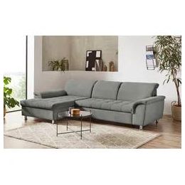 Ecksofa DOMO collection "Franzi L-Form" Sofas Gr. B/H/T: 279cm x 81cm x 170cm, Struktur fein, Recamiere links, mit Bettfunktion-mit Bettkasten-mit Kopfteilverstellung, grau (steel) wahlweise mit Kopfteilverstellung (dann Tiefe: 170 cm)