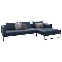 Ecksofa 3C Candy "Avola L-Form" Sofas Gr. B/H/T: 304cm x 85cm x 100cm, Flachgewebe, Recamiere rechts, blau (deep ocean)