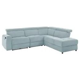 Ecksofa Home Affaire "Sentrano, L-Form" Sofas Gr. B/H/T: 273 cm x 82 cm x 217 cm, Webstoff, Ottomane rechts, mit manueller Relaxfunktion-ohne USB-Anschluß, blau (eisblau) auch mit elektrischer Funktion USB-Anschluß, in 4 Bezugsvarianten