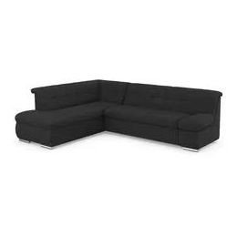 Ecksofa DOMO collection "Mona L-Form" Sofas Gr. B/H/T: 271cm x 80cm x 213cm, Feinstruktur, Ottomane links, ohne Bettfunktion-mit Armlehnenfunktion, grau (anthrazit) wahlweise mit Bett- und Armlehnfunktion