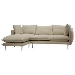 Ecksofa Inosign "Somba L-Form" Sofas Gr. B/H/T: 255cm x 88cm x 103cm, Struktur fein, Ottomane links, beige mit dickem Keder, Ottomane wahlweise links oder rechts