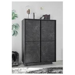 Highboard Inosign "Carrara" Sideboards Gr. B/H/T: 92 cm x 145 cm x 43 cm, grau (anthrazit mamor, optik) grifflos